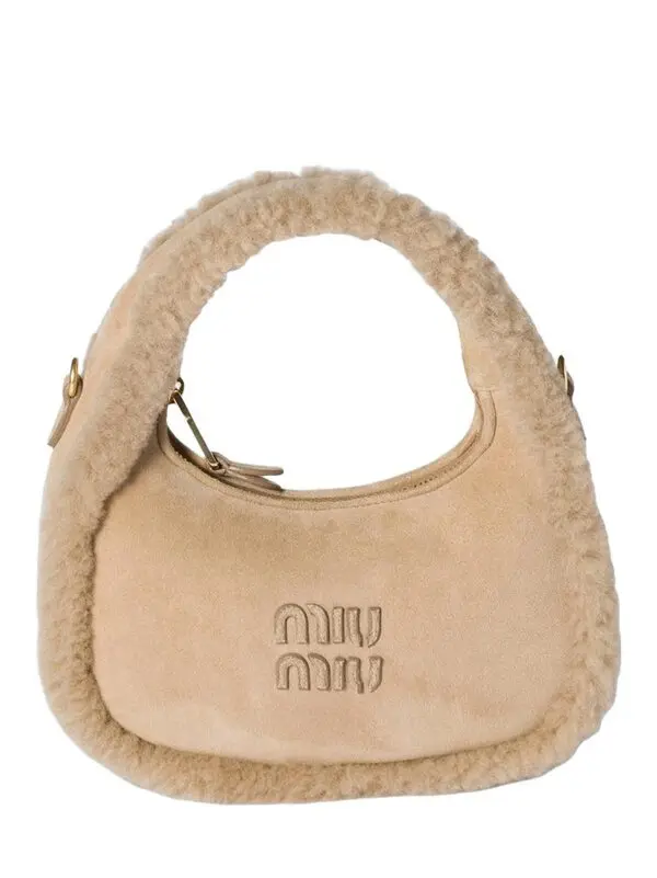 Miu Miu Wander Shearling Bag - Tan