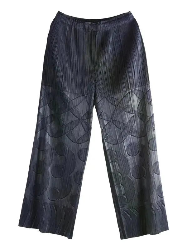Issey Miyake Pleated Patterned Trousers - Blue