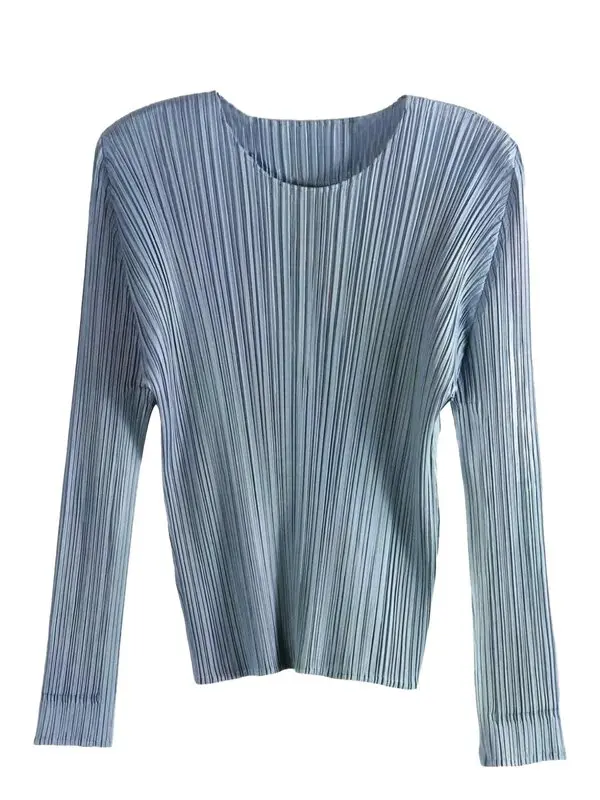 Issey Miyake Pleated Long-sleeved Top - Blue