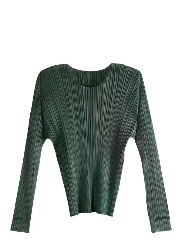 Issey Miyake Pleated Long-sleeved Top - Green