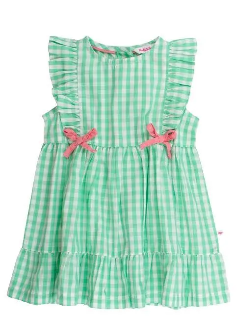 RUFFLEBUTTS Sleeveless Bow Pinafore Dress - Classic Spring Green Gingham