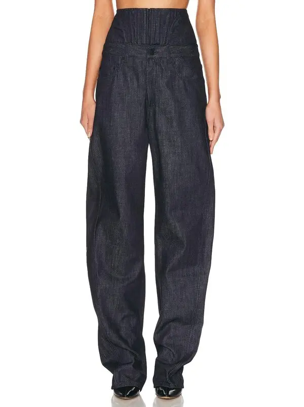 MUGLER Straight Leg Denim Pants - Raw Blue