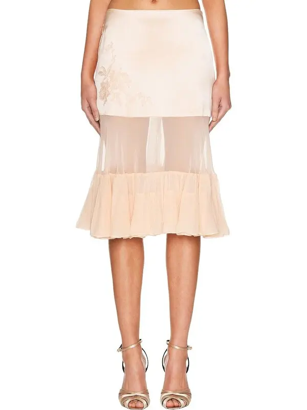 MIRROR PALAIS Matte Silk Chiffon Crinoline Skirt - Honey