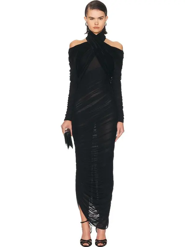MUGLER Long Sleeve Dress - Black