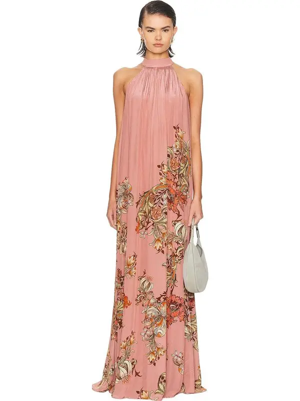 Hemant & Nandita Back Tie Maxi Dress - Dusty Pink