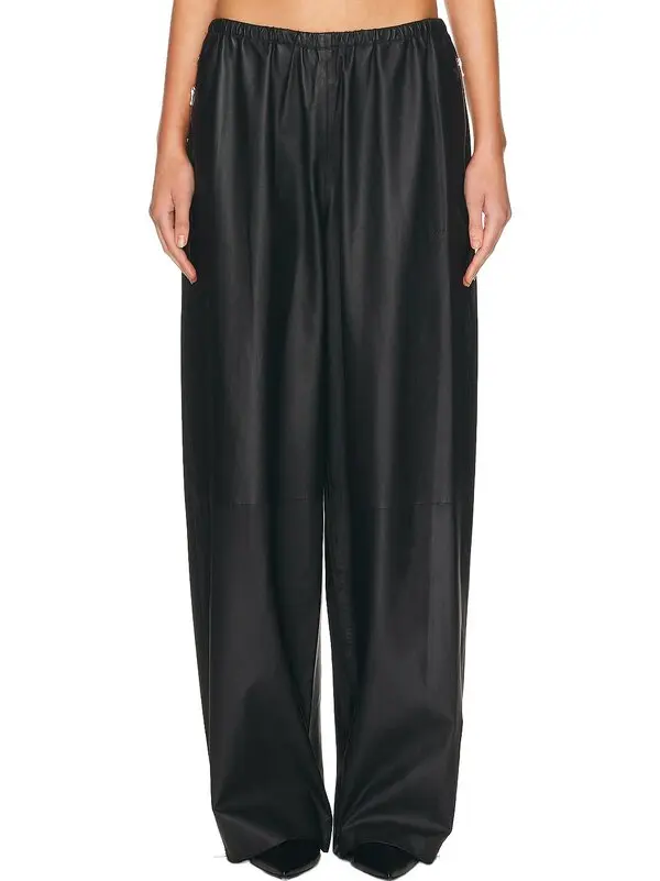 Alexander Wang Mid Rise Leather Track Pant - Black