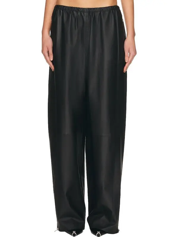 Alexander Wang Mid Rise Leather Track Pant - Black