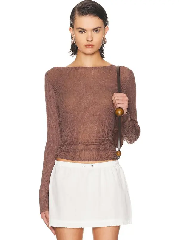DEIJI STUDIOS Open Work Long Sleeve Top - Hazel