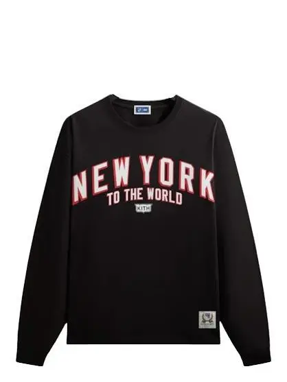 Kith X New York Rangers New York Vintage Long Sleeve Quinn Tee Shirt - Black