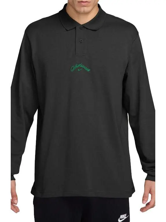 Nike Club Embroidered Cotton Polo - Black/malachite