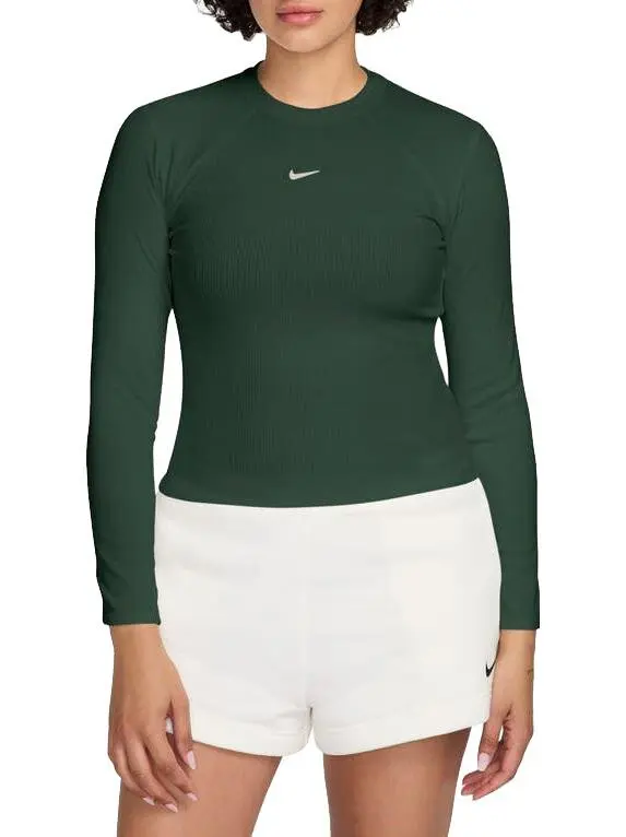 Nike Chill Raglan Sleeve Rib & Jersey Top - Fir/sail