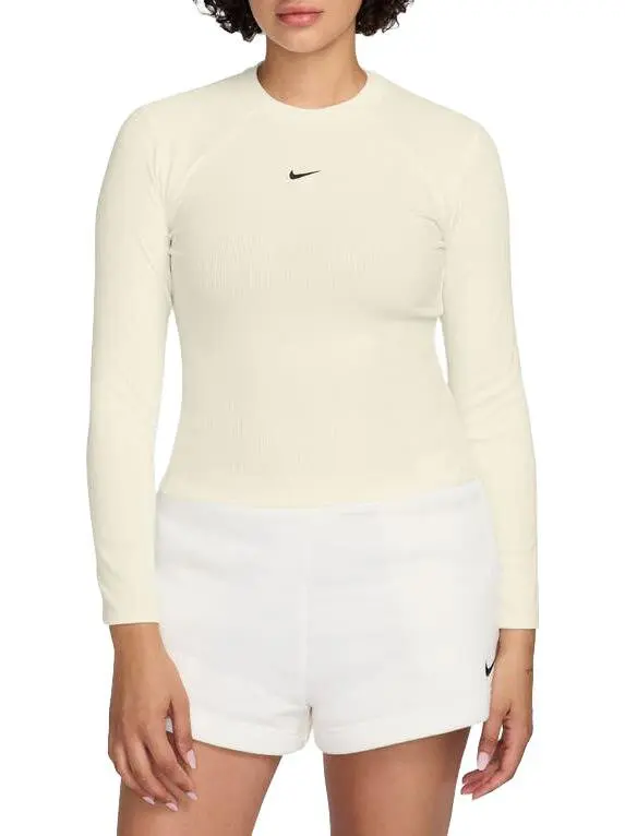 Nike Chill Raglan Sleeve Rib & Jersey Top - Sail/black