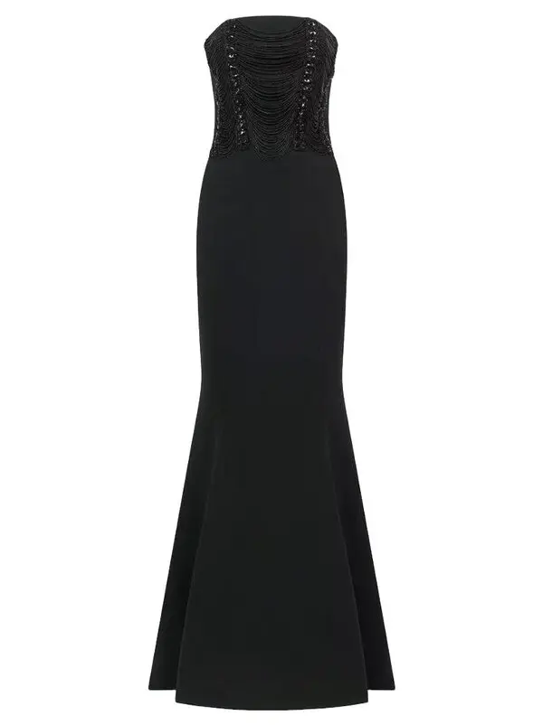 Amen Bead-embellished Maxi Dress - Black