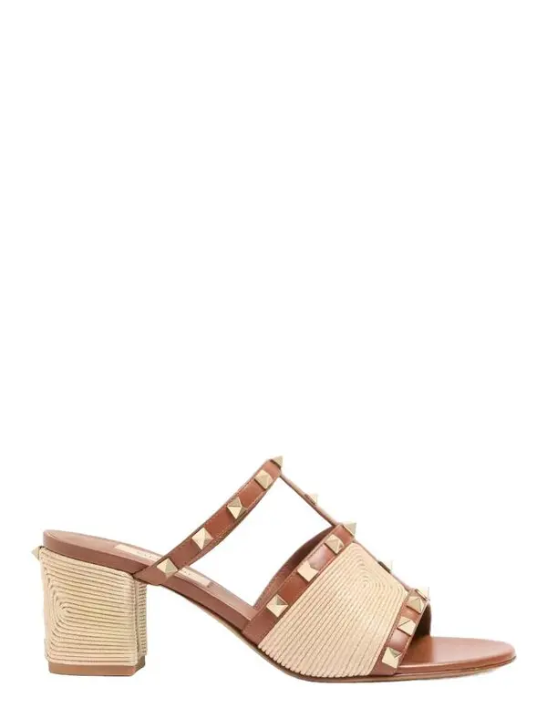 Valentino Garavani Rockstud-embellished Block Heel Sandals - Brown