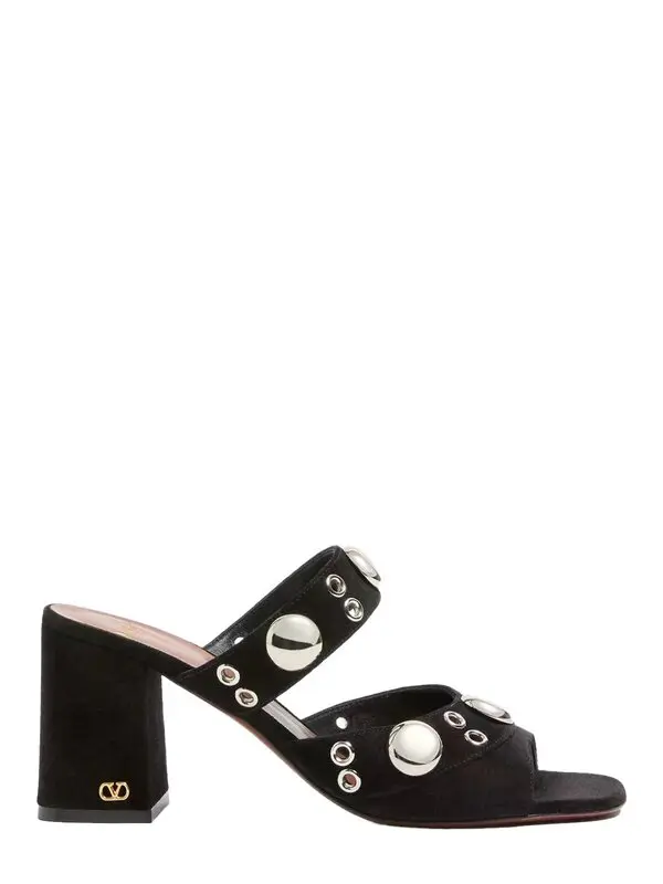 Valentino Garavani Studs Logo-plaque Sandals - Black