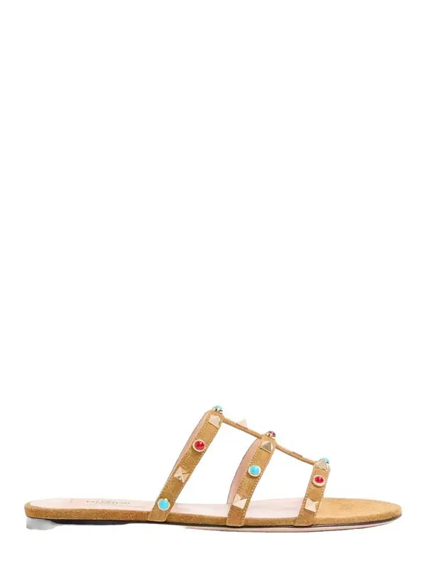Valentino Garavani Rockstud Suede Sandals - Brown