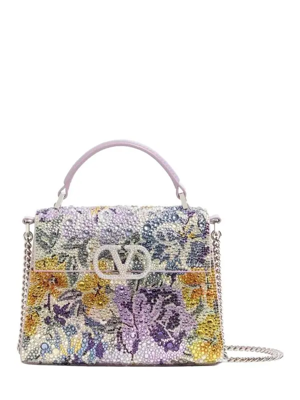Valentino Garavani Vsling Mini Handbag With Rhinestone Flowerism Motif - Purple