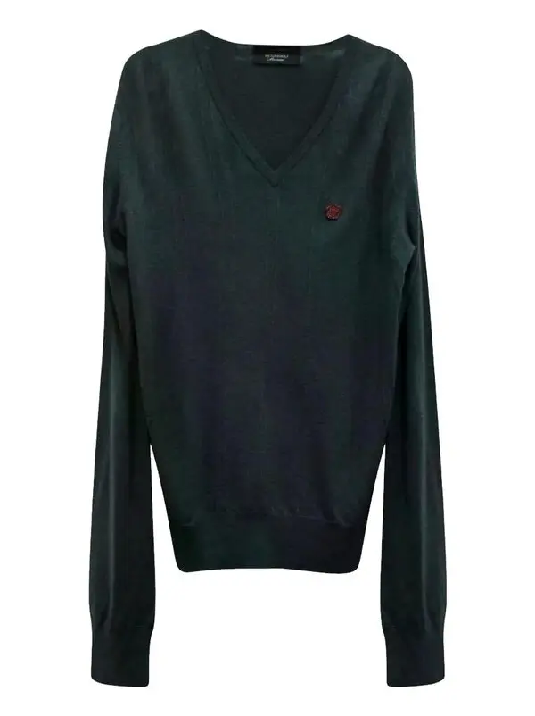 VIKTOR & ROLF VINTAGE V-neck Fine-knit Jumper - Grey