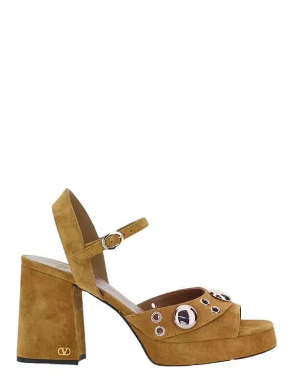 Valentino Garavani Nellcôte Platform Sandals In Split Leather 90mm - Brown