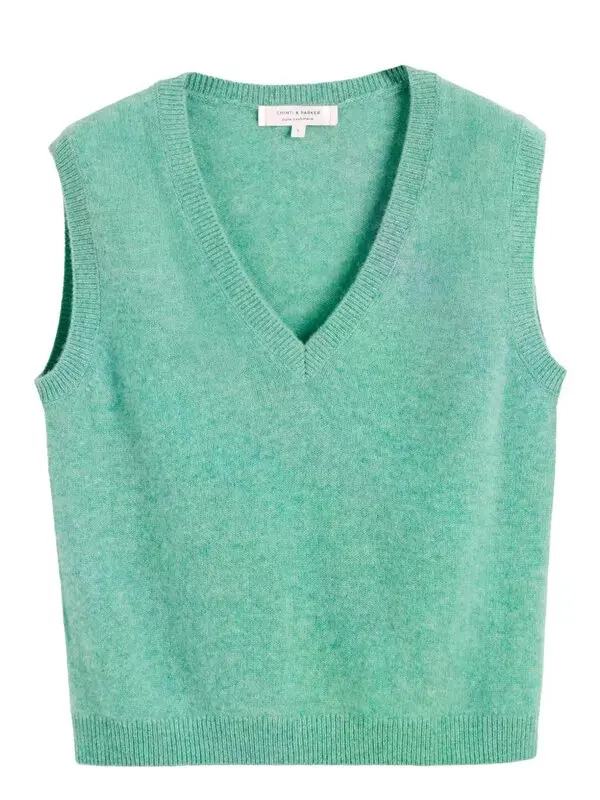 Chinti & Parker V-neck Cashmere Top - Green