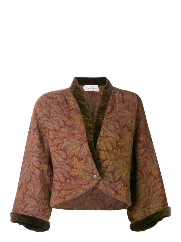 Valentino Garavani 1980's Floral Cropped Jacket - Brown