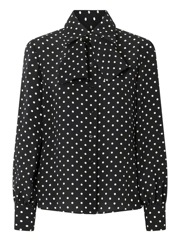 Valentino Garavani Tie-detailed Polka-dot Silk Shirt - Black