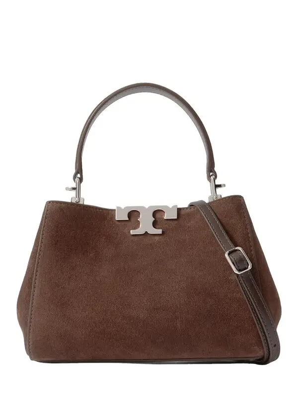 Tory Burch Eleanor Mini Leather-trimmed Suede Shoulder Bag - Brown