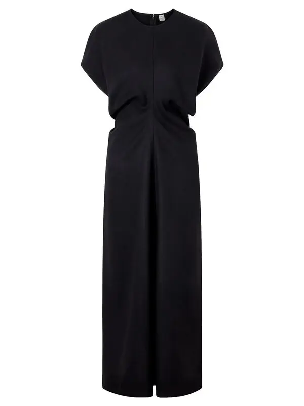 TOTEME Gathered Wool Maxi Dress - Black