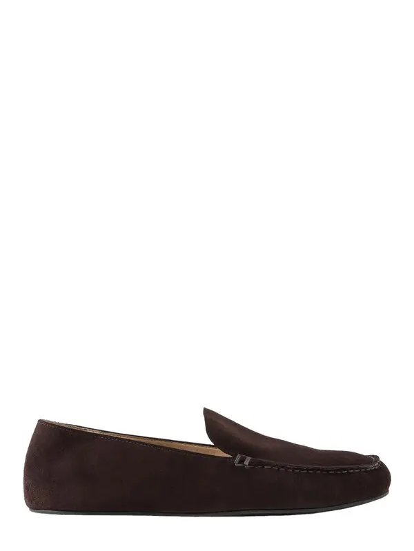 THE ROW Leo Suede Loafers - Brown