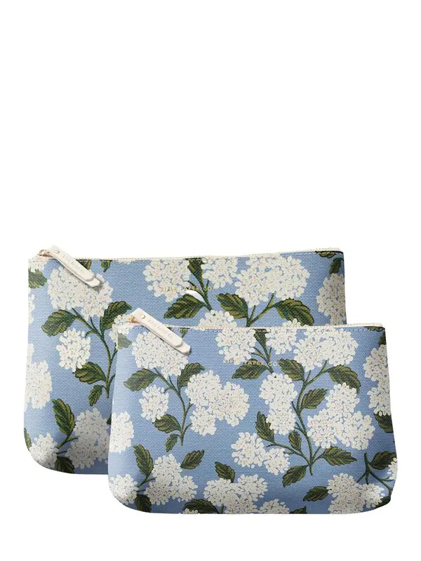 RIFLE PAPER CO. Set Of Two Hydrangea Pouches - Blue