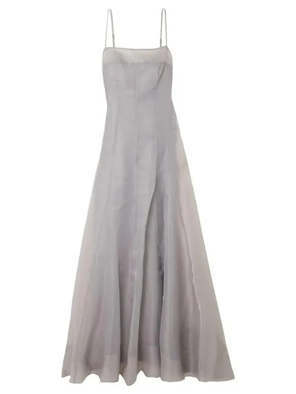 Staud Gustav Paneled Organza Maxi Dress - Light Gray