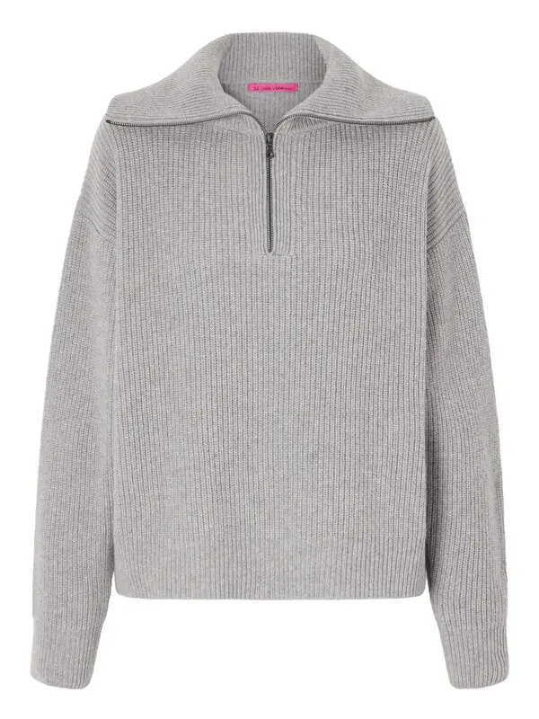 THE ELDER STATESMAN Runyon Ribbed Cashmere Turtleneck Half-zip Sweater - Silver