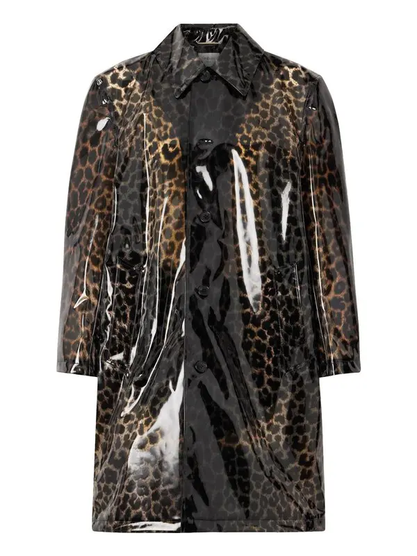Saint Laurent Leopard-print Vinyl Coat - Black
