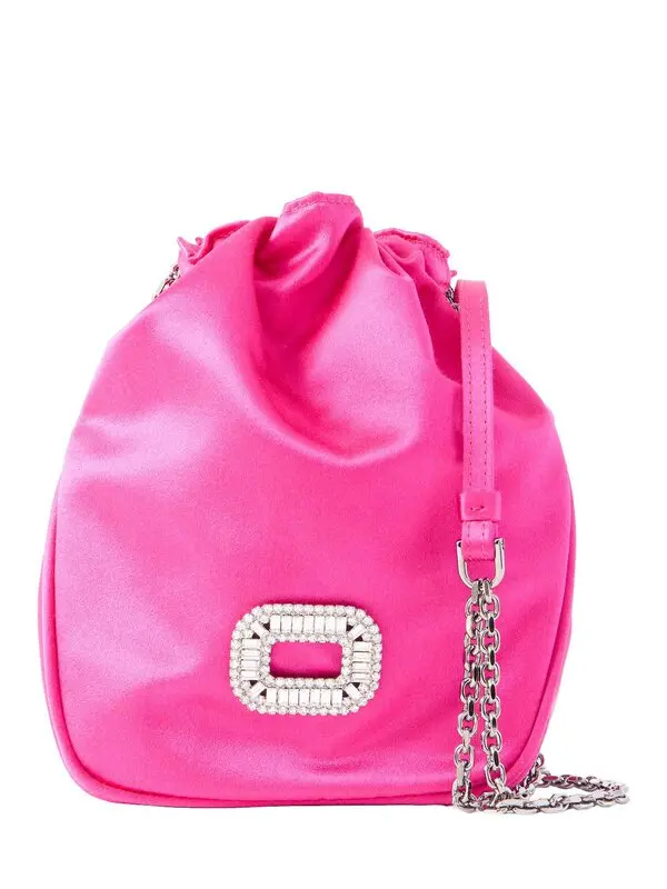 ROGER VIVIER Pilgrim Nano Crystal-embellished Satin Shoulder Bag - Pink