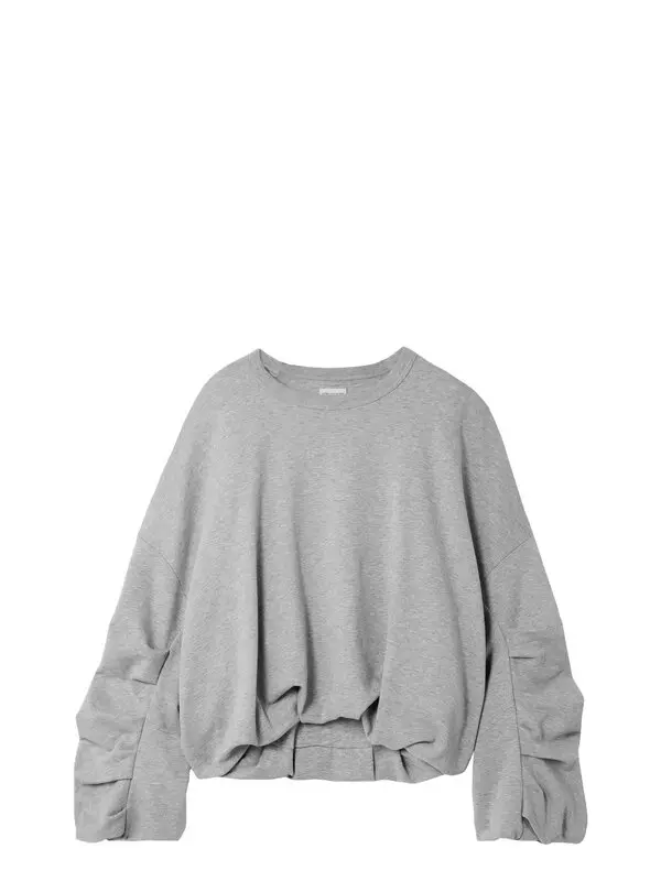 Dries Van Noten Oversized Gathered Cotton-jersey Sweatshirt - Gray