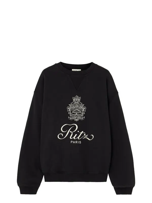 FRAME Ritz Paris Embroidered Sweatshirt - Black