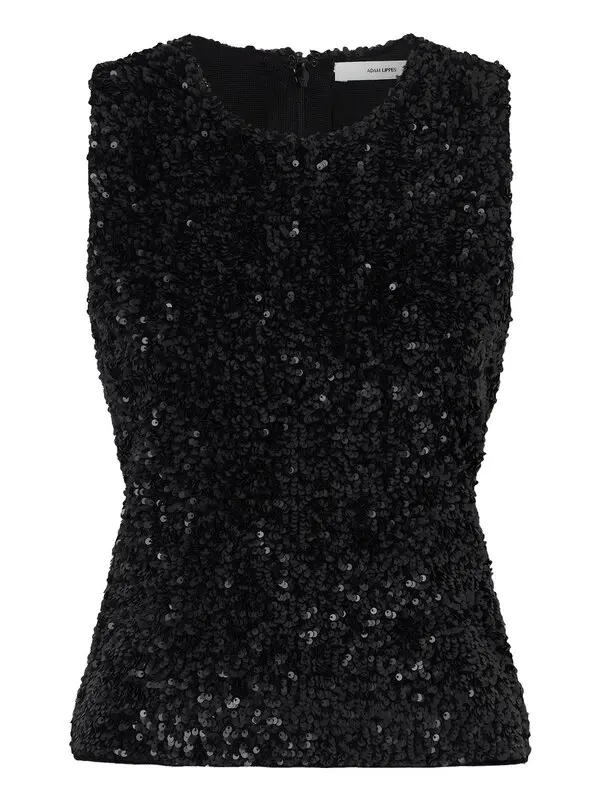 Adam Lippes Sequined Knitted Tank - Black