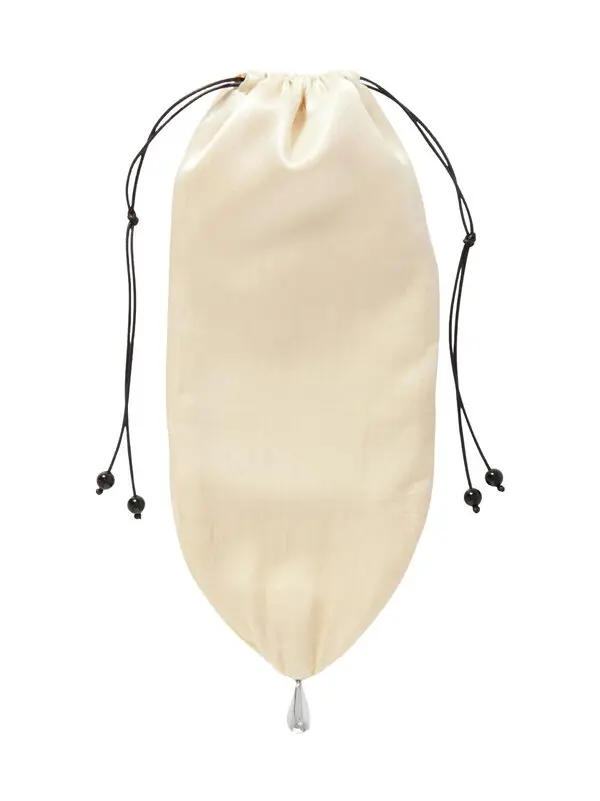 SOPHIE BUHAI Teardrop Embellished Satin Pouch - Ivory