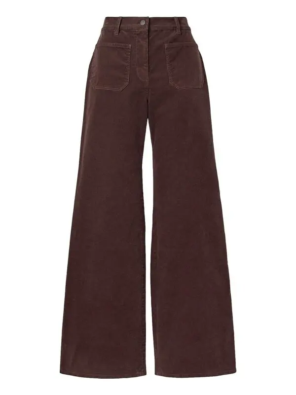 NILI LOTAN Florence Cotton-blend Corduroy Flared Pants - Brown