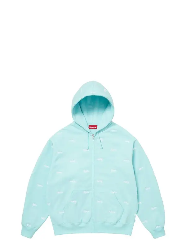 Supreme Repeat Script Zip Up Hooded Sweatshirt - Blue