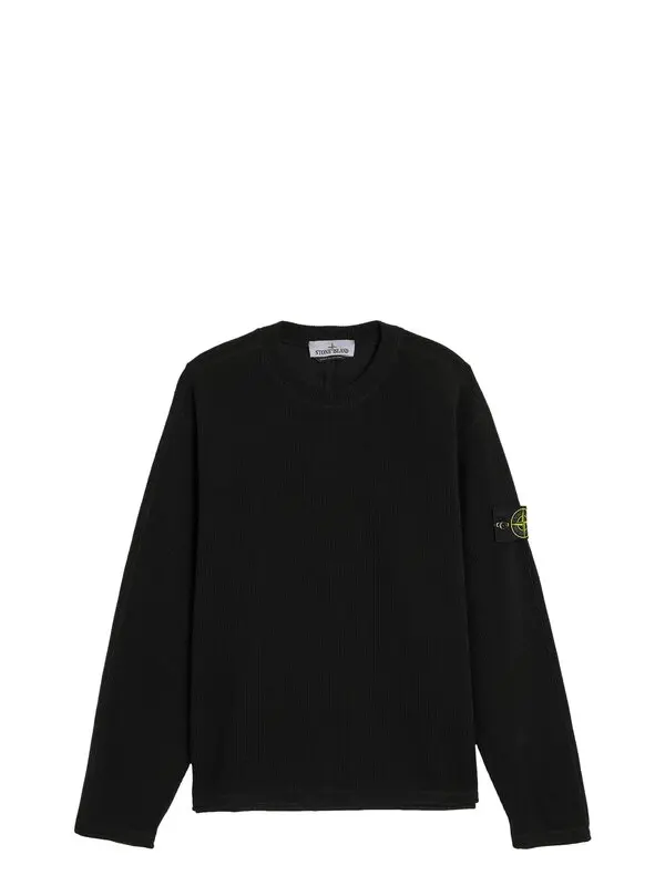 Stone Island Ribbed Wool-nylon Sweatshirt - Black