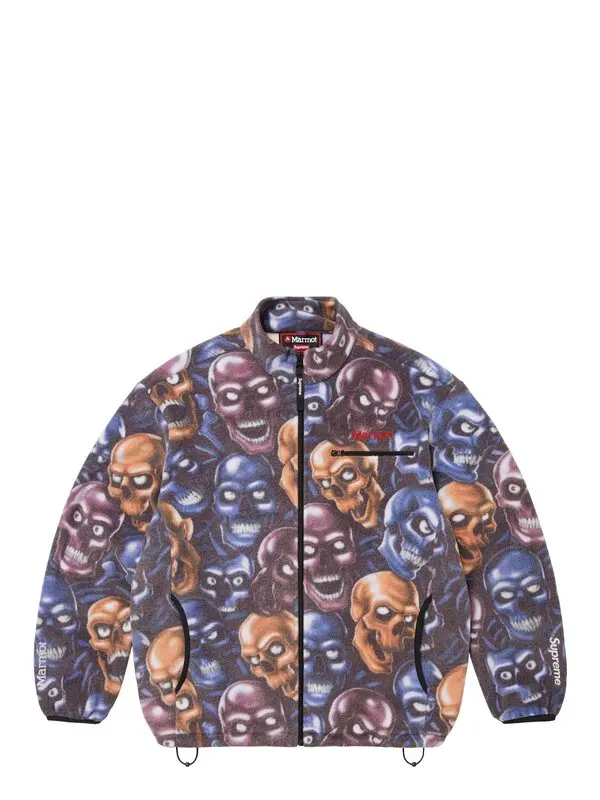 Supreme X Marmot 'skull Pile' Fleece Jacket - Blue