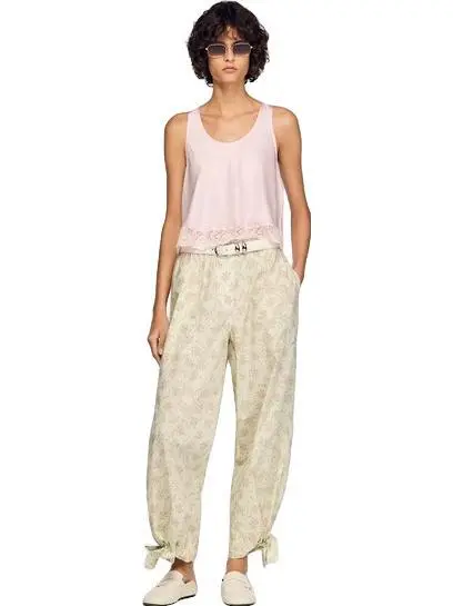 Sandro Wide-leg Floral Print Trousers - Blue