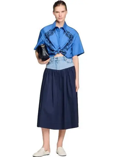Sandro Embroidered And Beaded Shirt - Blue