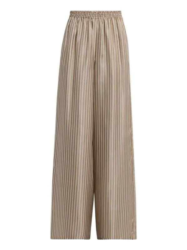 Max Mara Ladino Striped Silk Wide-leg Pants - Hazelnut B