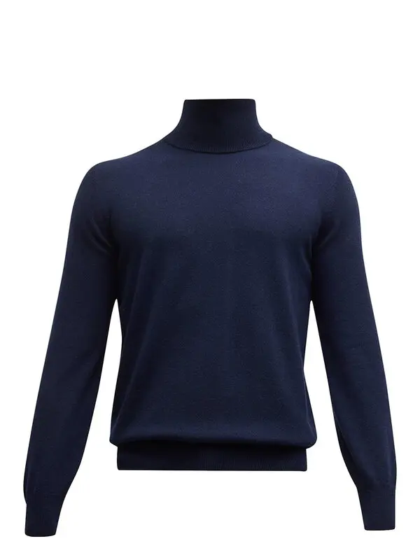 Brunello Cucinelli Cashmere Turtleneck Sweater - Navy