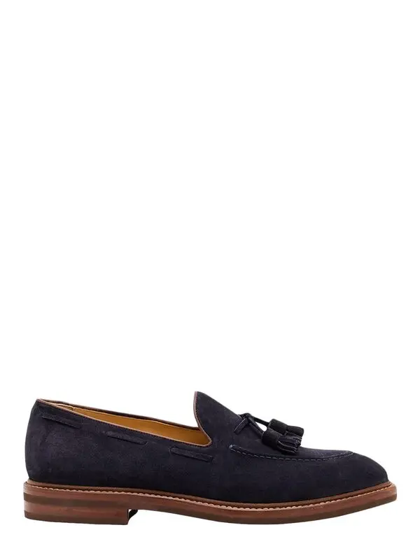 Brunello Cucinelli Suede Tassel Loafers - Navy