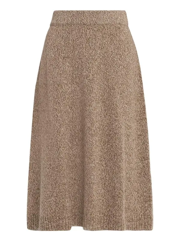 Max Mara Barnaba Wool Knit Midi Skirt - Brown