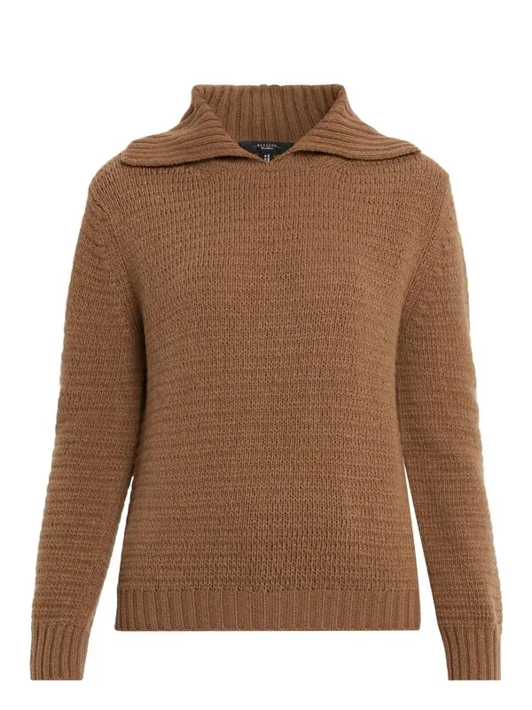 Max Mara Egoista Wool Knit Collared Sweater - Brown