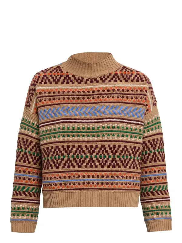 Max Mara Festoso Stitched Jacquard Knit Sweater - Brown